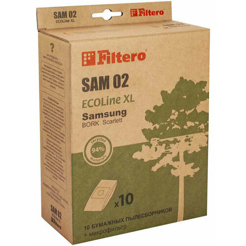 Пылесборник Filtero SAM 02 ECOLine XL бумажные (10 шт.) + фильтр, для пылесосов Samsung