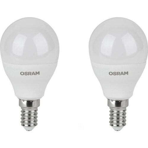 Светодиодная лампа OSRAM LED Value B40 7.5W эквивалент 75W 6500K 800Лм E14 шар (комплект из 2 шт)