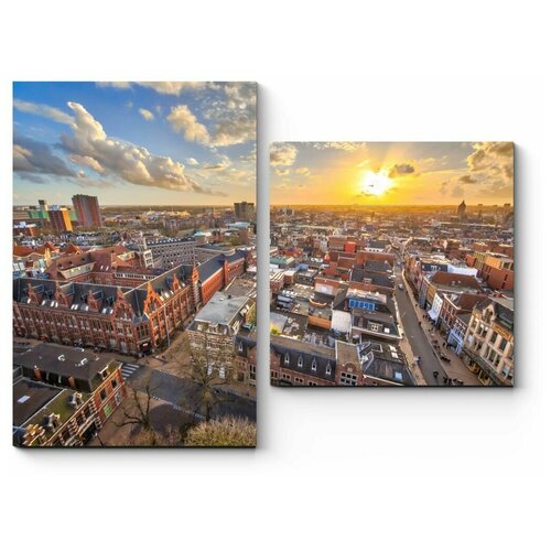 Модульная картина Чарующий Амстердам на закате. 60x45