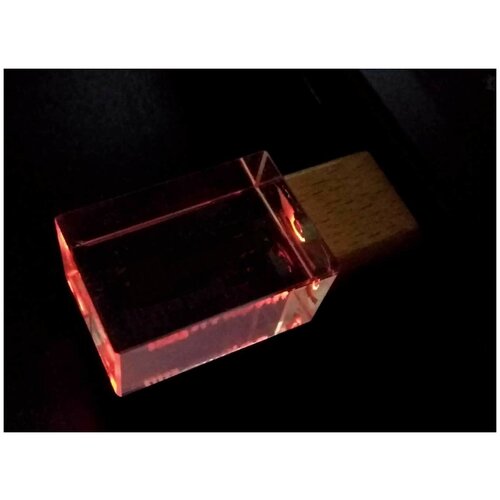 Флешка из светлого дерева с кристаллом под гравировку 3D логотипа (64 Гб / GB USB 2.0 Красный/Red cristal_Wood-01. W нанесение недорого оптом)