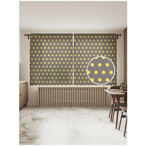 Тюль для кухни и спальни JoyArty "Классический горох", 2 полотна со шторной лентой, 145x180 см.