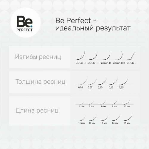 Ресницы Чёрные Be Perfect Black, C, 0.05, 7-15 mm, 16 линий