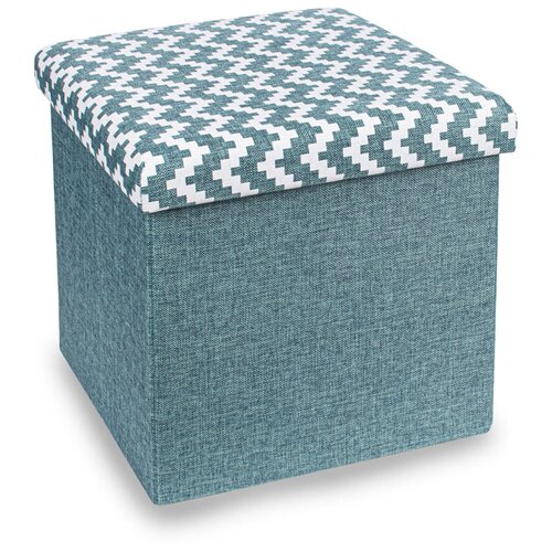 Складной пуф в прихожую с ящиком для хранения для спальни прихожей, квадратный, голубой 1378