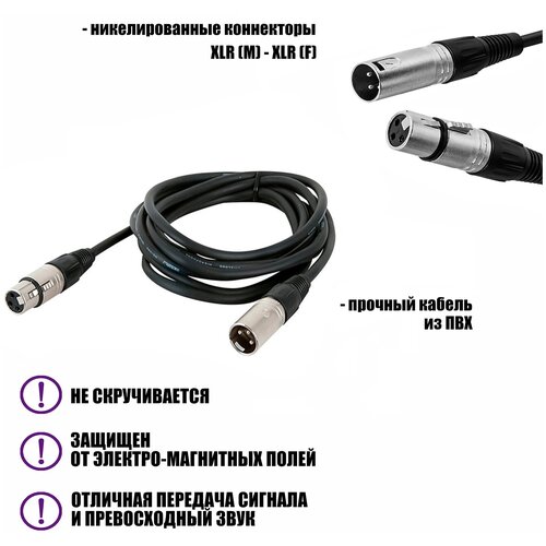 Кабель для микрофона XLR (M) - XLR (F), 2 м