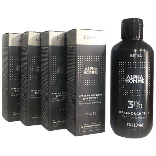 Estel ALPHA HOMME Набор для камуфляжа бороды 7/0 русый, краска-камуфляж 40 гр, 4 шт + оксигент 200 мл, 1 шт