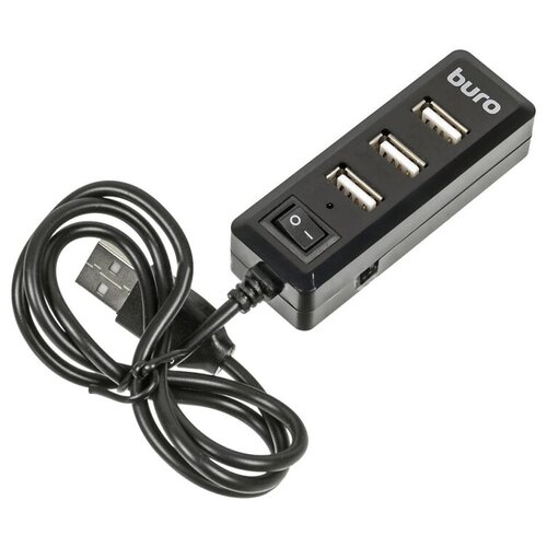 USB Хабы BURO Разветвитель USB 2.0 Buro BU-HUB4-0.5L-U2.0 4порт. черный