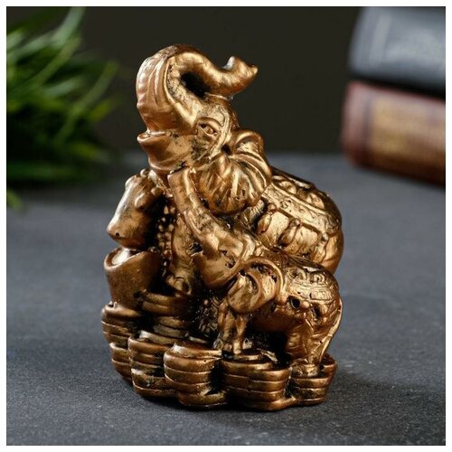 Фигура "Слон со слоненком на деньгах" бронза, 7х10х6см