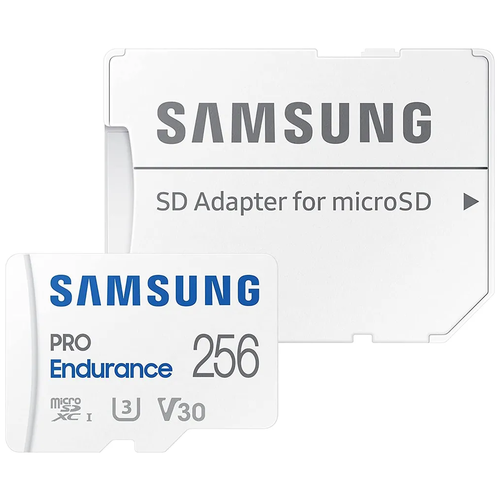 Карта памяти Samsung PRO Endurance 256 ГБ Class 10, V30, UHS-I U3, адаптер на SD