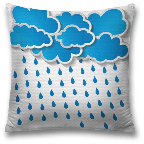 Наволочка декоративная на молнии, чехол на подушку JoyArty "Дождливые облака" 45х45 см