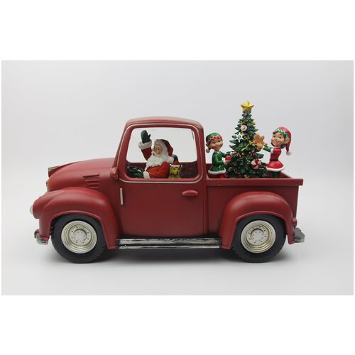Новогодний сувенир WDL-22015 "Машина" : Эльфы наряжают ёлку, USB, 3*АА, музыка, подсветка, 28*15*12.5 см