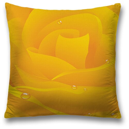 Наволочка декоративная на молнии, чехол на подушку JoyArty "Роса на лепестках розы" 45х45 см