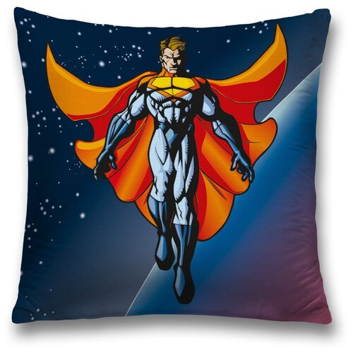 Наволочка декоративная на молнии, чехол на подушку JoyArty "Супергерой в космосе" 45х45 см