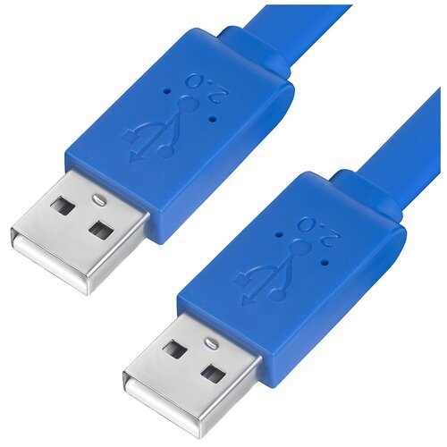 USB AM/AM кабель 1м для подключения ПК, ноутбуков, Macbook к портативным устройствам, GCR плоский