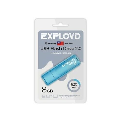 Флеш-накопитель USB 2.0, 8GB Exployd 620, синий (EX-8GB-620-Blue)