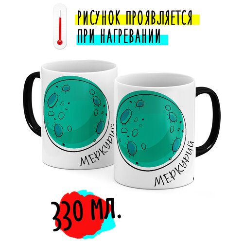 Кружка-хамелеон Планеты Меркурий 330 мл. / кружка в подарок; чашка в подарок; прикольная кружка