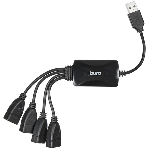 Разветвитель USB 2.0 Buro BU-HUB4-0.3-U2.0-Splitter 4 порта, черный