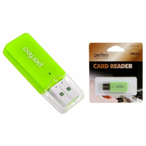 Картридер Perfeo Micro SD, (PF-VI-R022 Green) зелёный