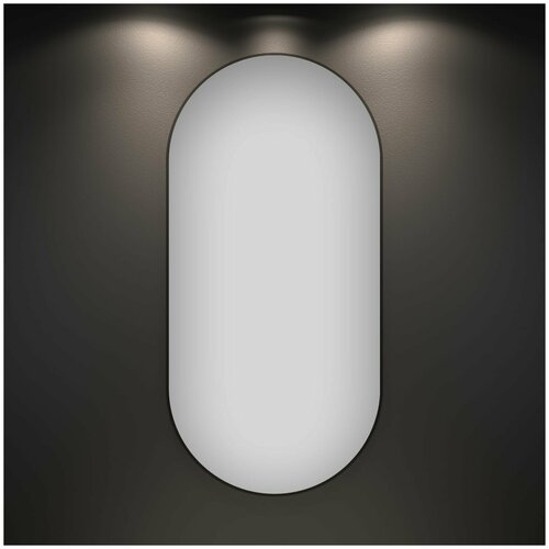 Настенное зеркало в ванную Wellsee 7 Rays' Spectrum 172201810 : влагостойкое овальное зеркало 45х90 см с черным матовым контуром