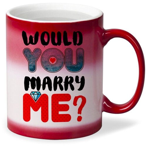 Кружка хамелеон красный CoolPodarok WOULD MARRY ME?