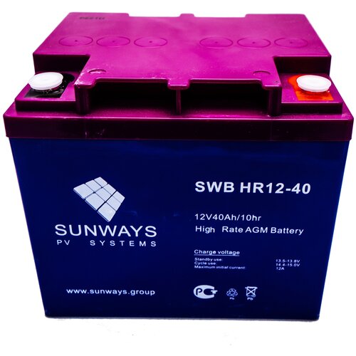 Аккумулятор тяговый Sunways HR 12-40 (12В 40 Ач) AGM