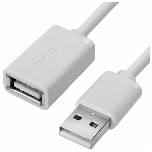 GCR Удлинитель 1.0m USB 2.0, AM/AF, белый, морозостойкий