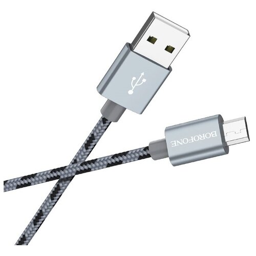 USB кабель BOROFONE BX24 Ring Current MicroUSB, 1м, 2.4A, нейлон (серый)