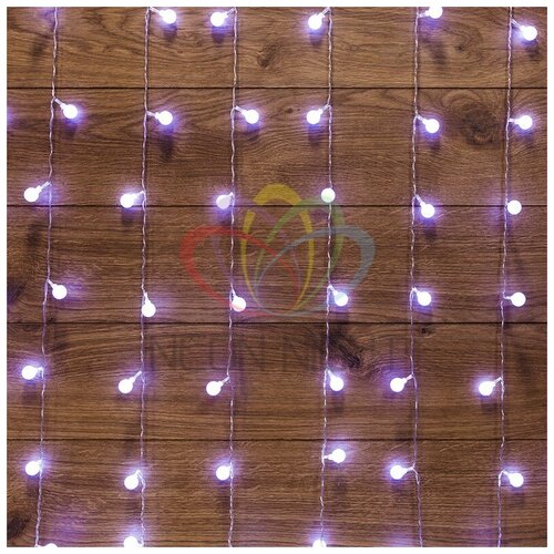 Гирлянда "Светодиодный Дождь" 1.5х1.5 м с насадками шарики свечение с динамикой LED бел. 230В провод прозр. | код 235-045 | Neon-Night (3шт. в упак.)