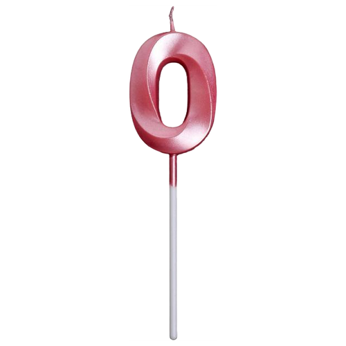 Страна Карнавалия Свеча для торта цифра "0", цифра 0, розовый