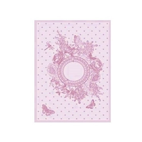Полотенце 50х70 "Цветы и бабочки", жаккард, цв. розовый, хлопок 100%