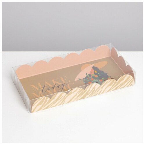 Коробка для кондитерских изделий с PVC крышкой «Make today magic», 10,5 × 21 × 3 см