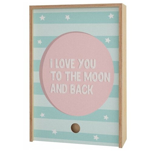 Деревянная подарочная коробка Memory Box I love you to the moon and back 30х21х6 см Мятный