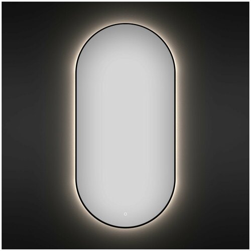 Настенное зеркало в ванную с подсветкой Wellsee 7 Rays' Spectrum 172201520 : влагостойкое овальное зеркало 50х90 см с черным матовым контуром