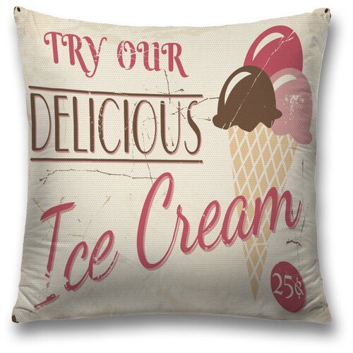 Наволочка декоративная на молнии, чехол на подушку JoyArty "Изысканное мороженое" 45х45 см
