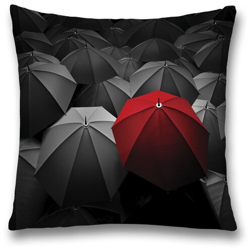 Наволочка декоративная на молнии, чехол на подушку JoyArty "Бунт среди зонтов" 45х45 см