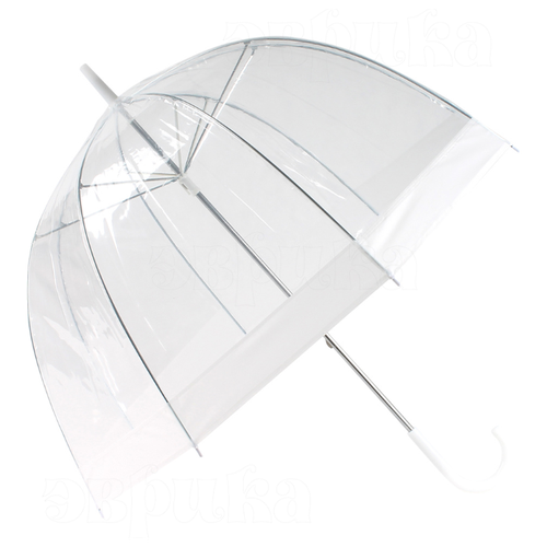 Зонт-трость ЭВРИКА подарки и удивительные вещи, механика, купол 82 см, 8 спиц, прозрачный, белый