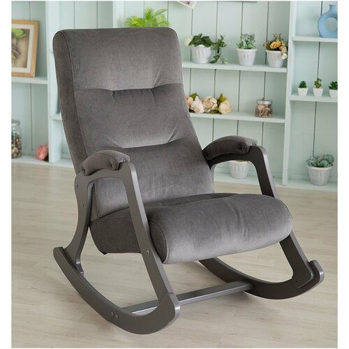 Кресло-качалка Glider Роули в ткани велюр, цвет серый