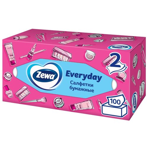 Салфетки косметические Zewa Everyday 6286 2х сл. в кор.100 шт, 1 уп.