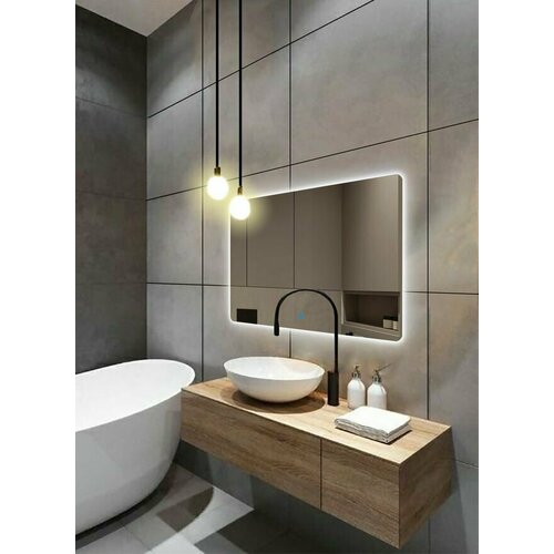 Зеркало для ванной Prisma 90*140 прямоугольное горизонтальное "парящее" с нейтральной LED-подсветкой