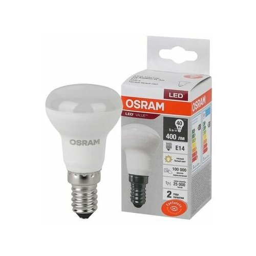 Лампа светодиодная LED 5 Вт E14 3000К 400Лм гриб 220 В (замена 40Вт) | код 4058075582514 | LEDVANCE (7шт. в упак.)