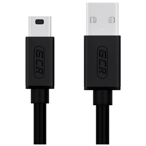 GCR Кабель 0.15m USB 2.0, AM/mini, черный, 28/28 AWG, экран, армированный, морозостойкий