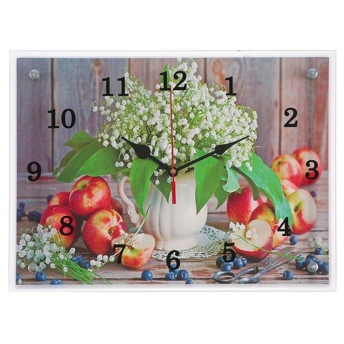 Часы настенные, серия: Цветы, "Цветы и яблоки", 30х40 см 3519855