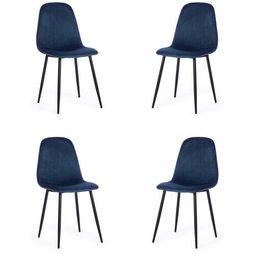 Комплект стульев для кухни TetChair BREEZE (mod. 4724), вельвет/металл, 45х64х82 см, Blue (синий)/черный (4 шт. в 1 упаковке)