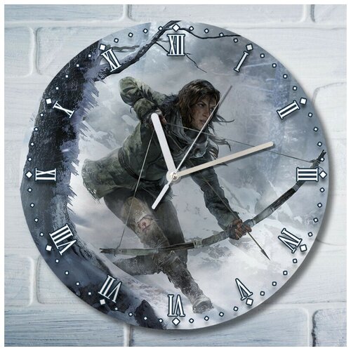 Настенные часы УФ с ярким рисунком игры Rise of the Tomb Raider (лара крофт, томб райдер, PS, Xbox, PC, Switch) 4859