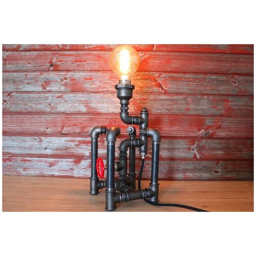 Коллекционная лофт лампа ручной работы из металла - настольная лампа в стиле Стимпанк