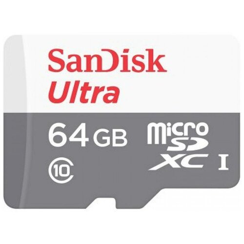 Карта памяти SanDisk microSDXC 64 ГБ Class 10, A1, UHS-I, R 100 МБ/с, 1 шт., серый