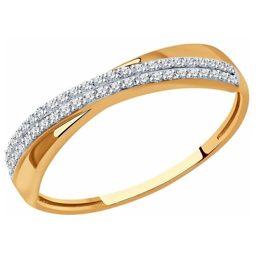 Кольцо Diamant online, красное золото, 585 проба, бриллиант, размер 16