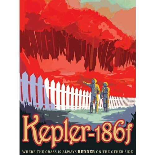 Плакат, постер на бумаге Space: Kepler-186f/Космос/искусство/арт/абстракция/творчество. Размер 60 х 84 см