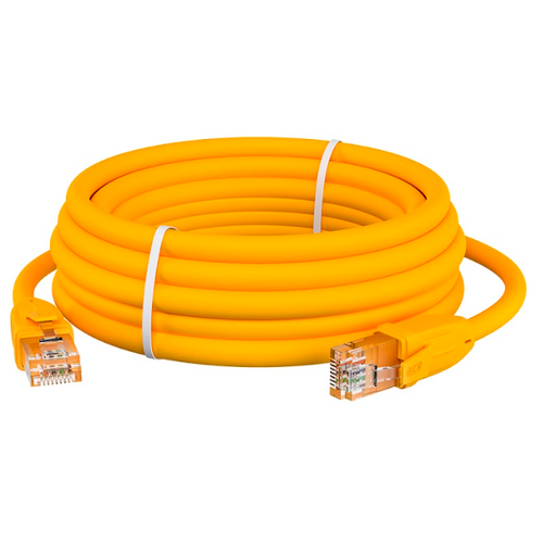 Патч-корд GCR прямой 10.0m UTP кат.6, желтый, 24 AWG, литой, ethernet high speed, RJ45, T568B, GCR-52377