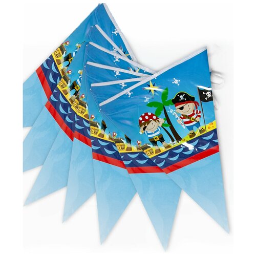 Ukid GIFT Украшение для праздника, гирлянда-растяжка, гирлянда-флажки "Пираты", 300 см