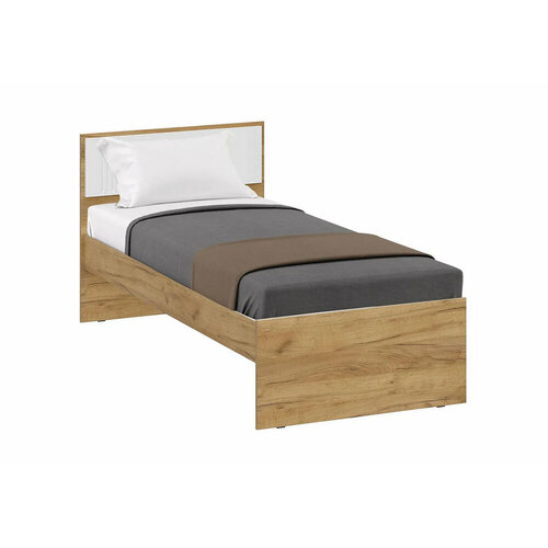Кровать SV Мебель Милан 0.9 м с основанием ЛДСП дуб золотой / белый матовый 96.4x203.2x90 см